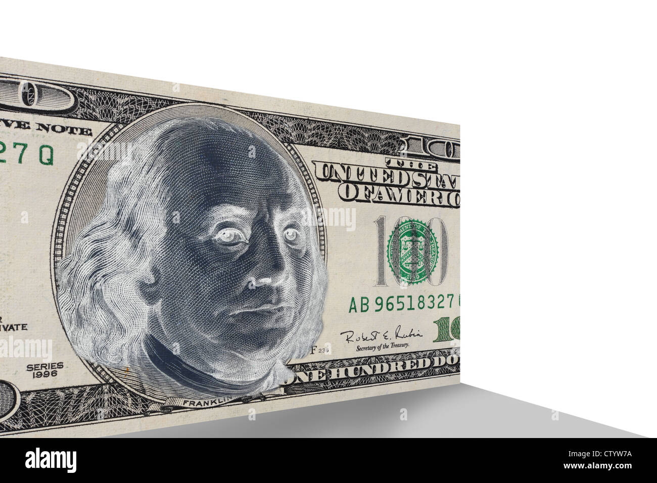 Benjamin Franklin One Hundred Dollar Bill in Reverse Stock Photo - Alamy