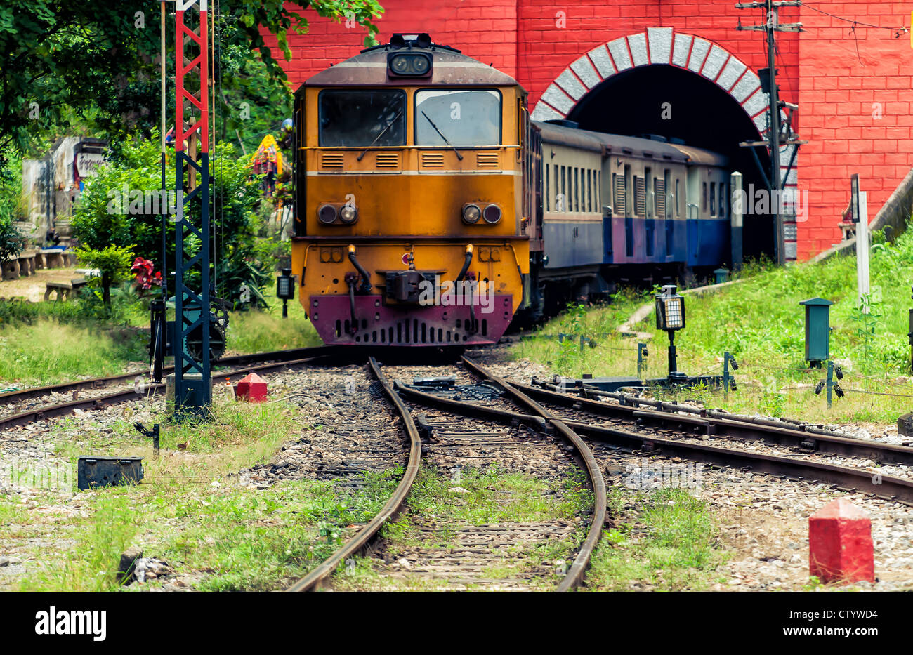 old train of thailand Was run out from Tunnel Stock Photo - Alamy