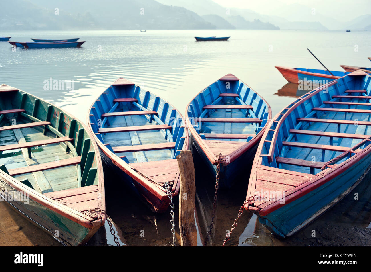 Colored wooden boat Stock Photo - Alamy