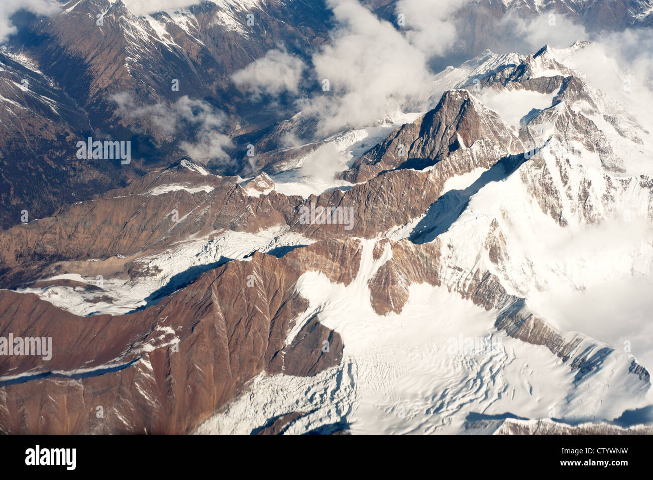 Bird's eye view on the plane, the Himalayas Stock Photo - Alamy