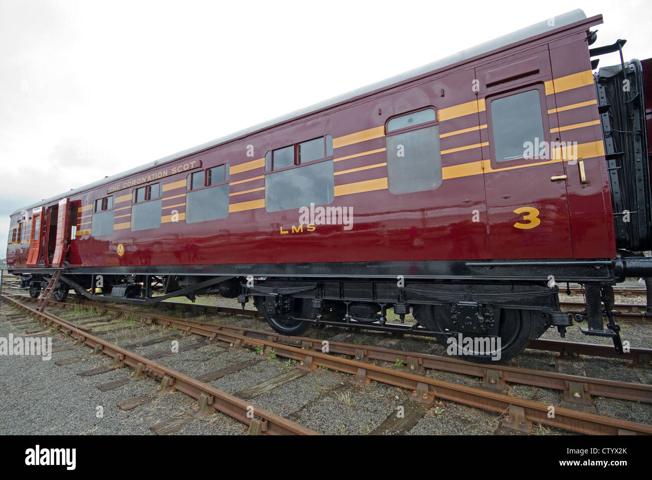Burgundy Railway carriage at the York Rail fest 2012 Stock Photo - Alamy