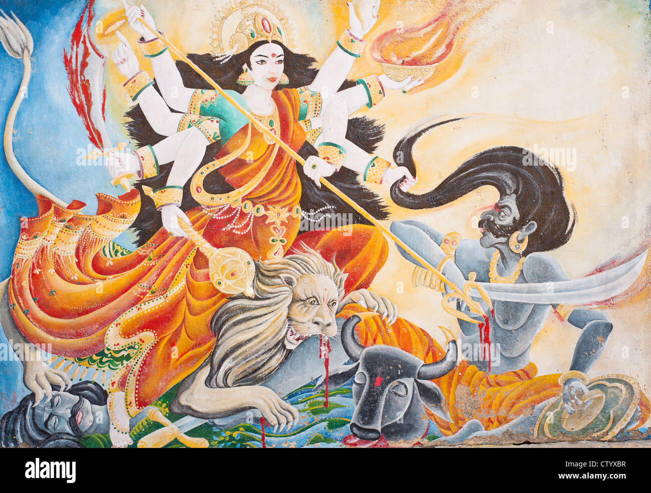 Nepal, the temple wall murals Stock Photo - Alamy