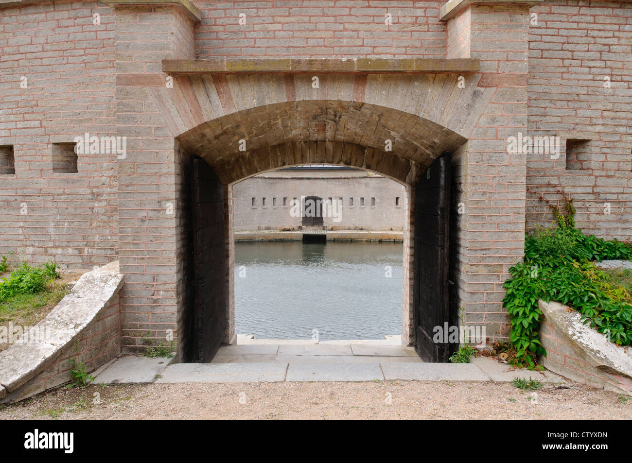 Access to the circular harbor of Kungsholm Fort in Karlskrona, Sweden ...