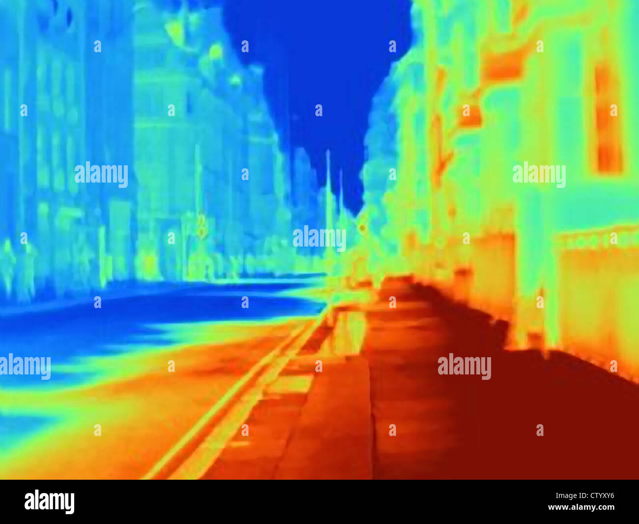 Thermal image of city street Stock Photo - Alamy