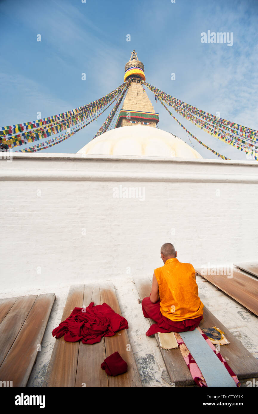 Nepal temple, pagoda,Monks in the tower bridge before Stock Photo - Alamy