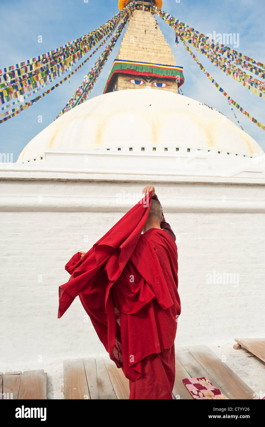 Nepal temple, pagoda,Monks in the tower bridge before Stock Photo - Alamy