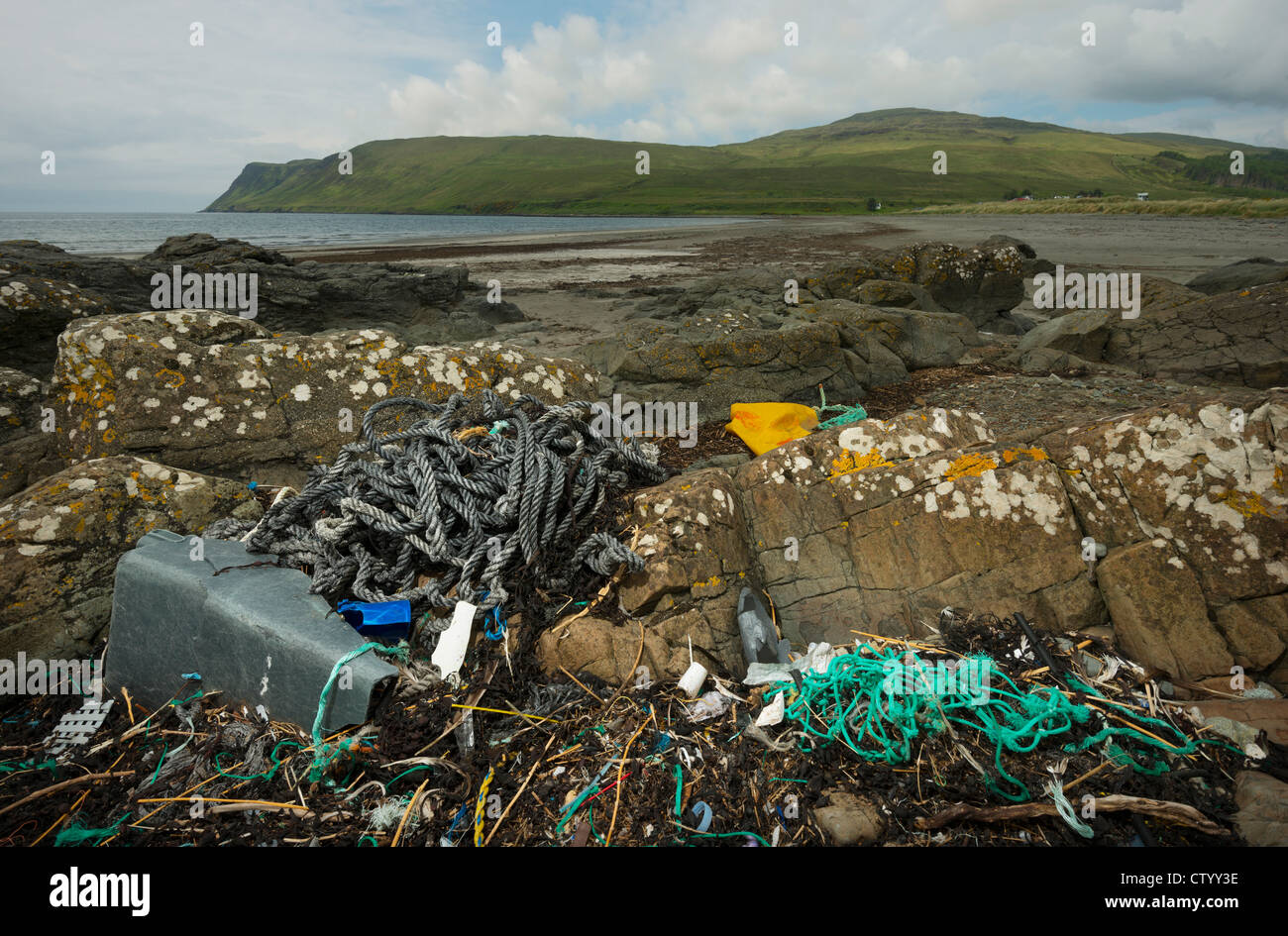 Sea landscape with plastic waste on the shore Stock Photo - Alamy
