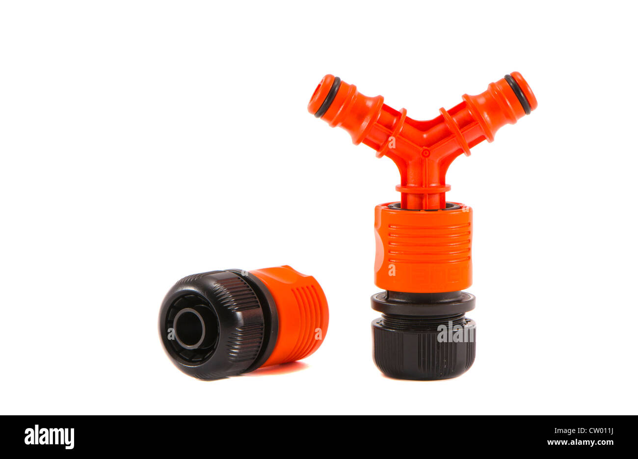 isolated on white background garden watering pipe Stock Photo - Alamy