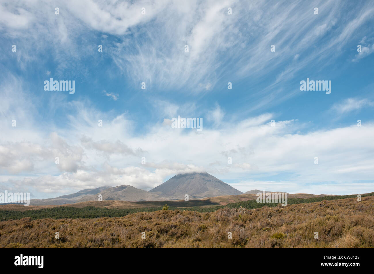 The Tongariro National Park in New Zealand. The peaks of Mount ...