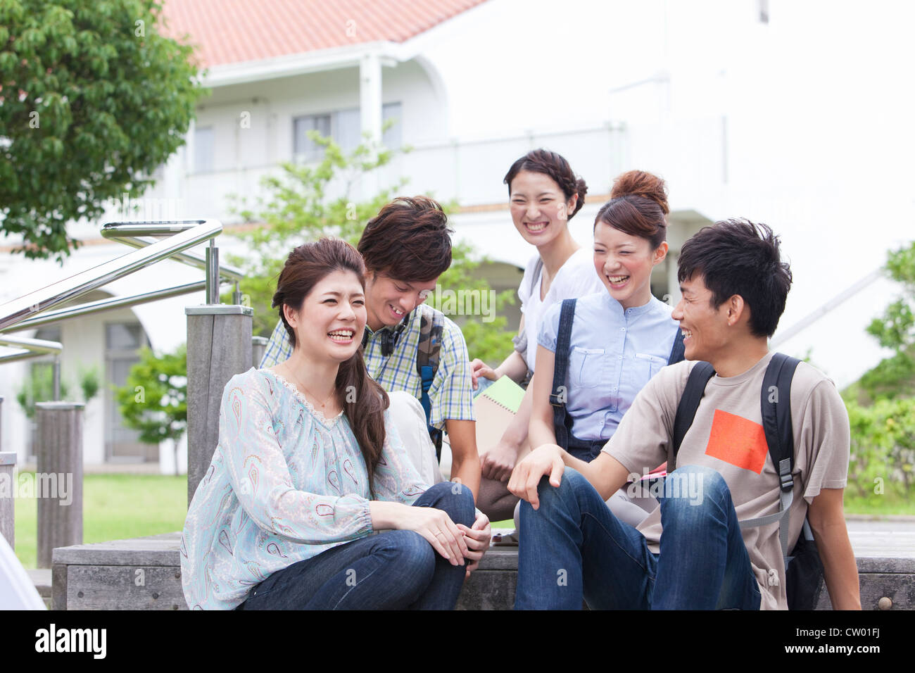 University students talking outdoors Stock Photo - Alamy