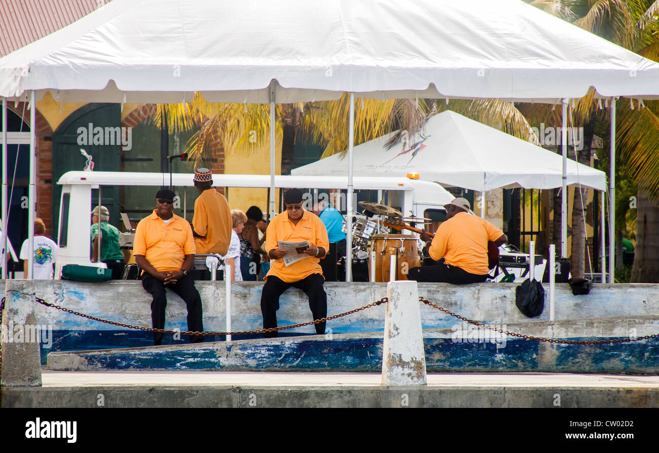 A steel drum band in the tropics on break in St Croix Stock Photo - Alamy