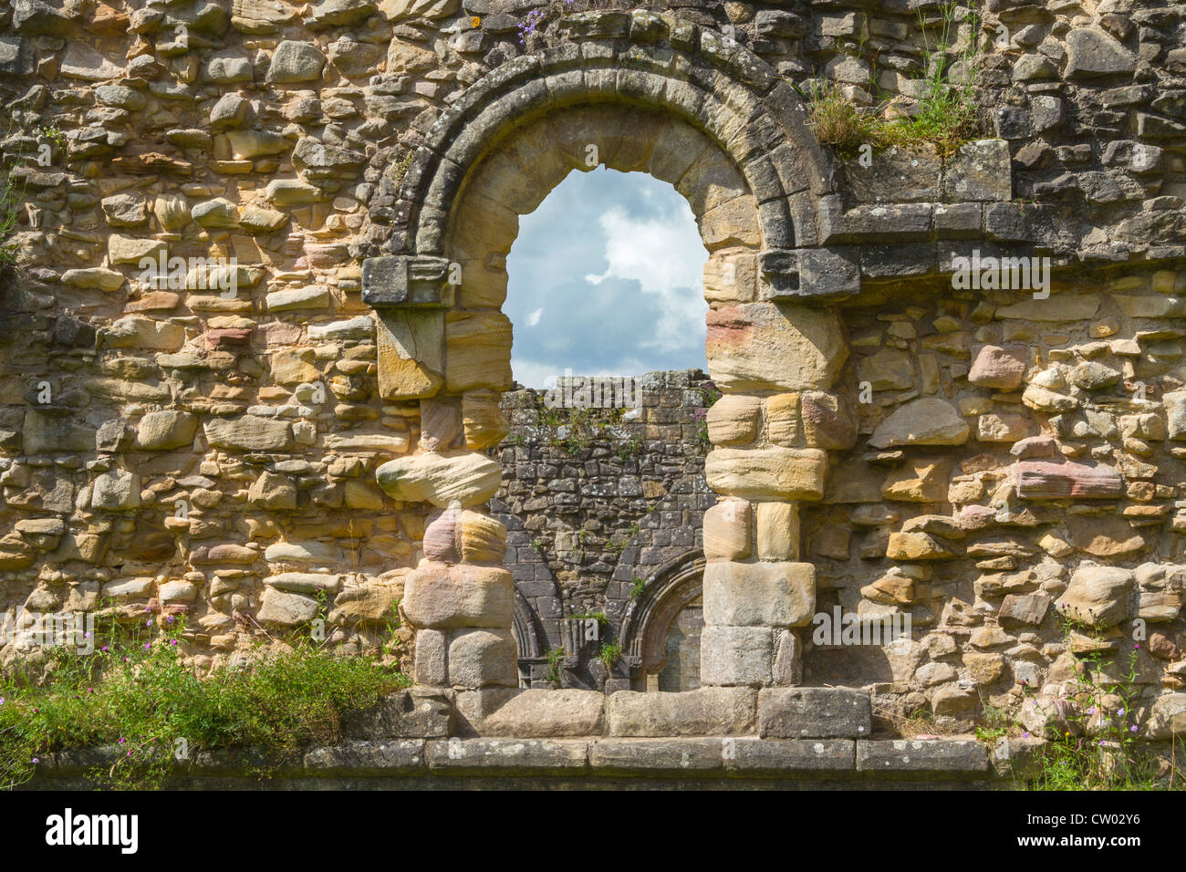 Fountains Abbey arch window medieval monastery closeup Stock Photo - Alamy