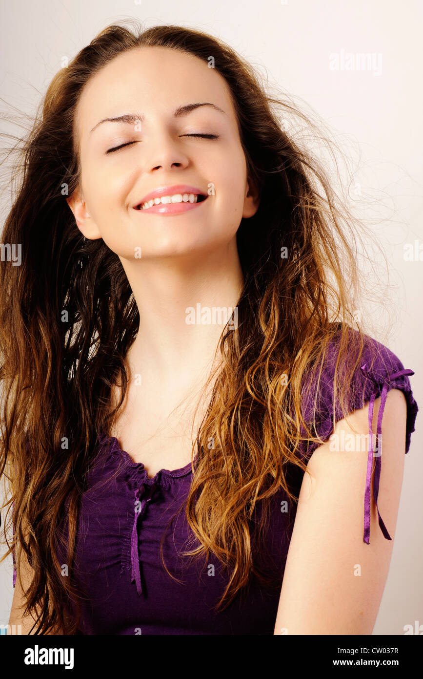 Attractive girl dry hair hairdryer hi-res stock photography and images ...