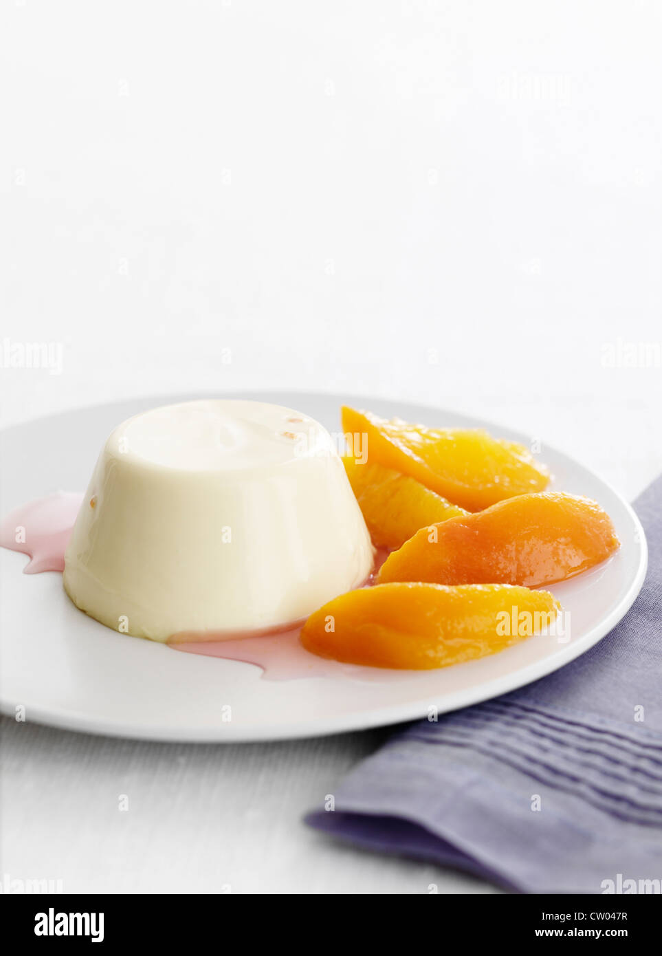 Plate of panna cotta with fruit Stock Photo - Alamy