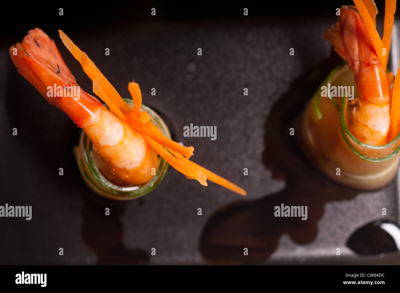 colorful fresh prawn shrimps and vegetables appetizer snack antipasto ...