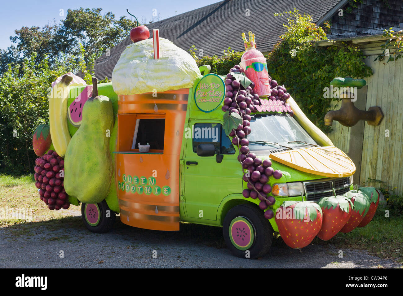 Funny van, serves smoothies, parked near Riverhead, North Fork, Long ...