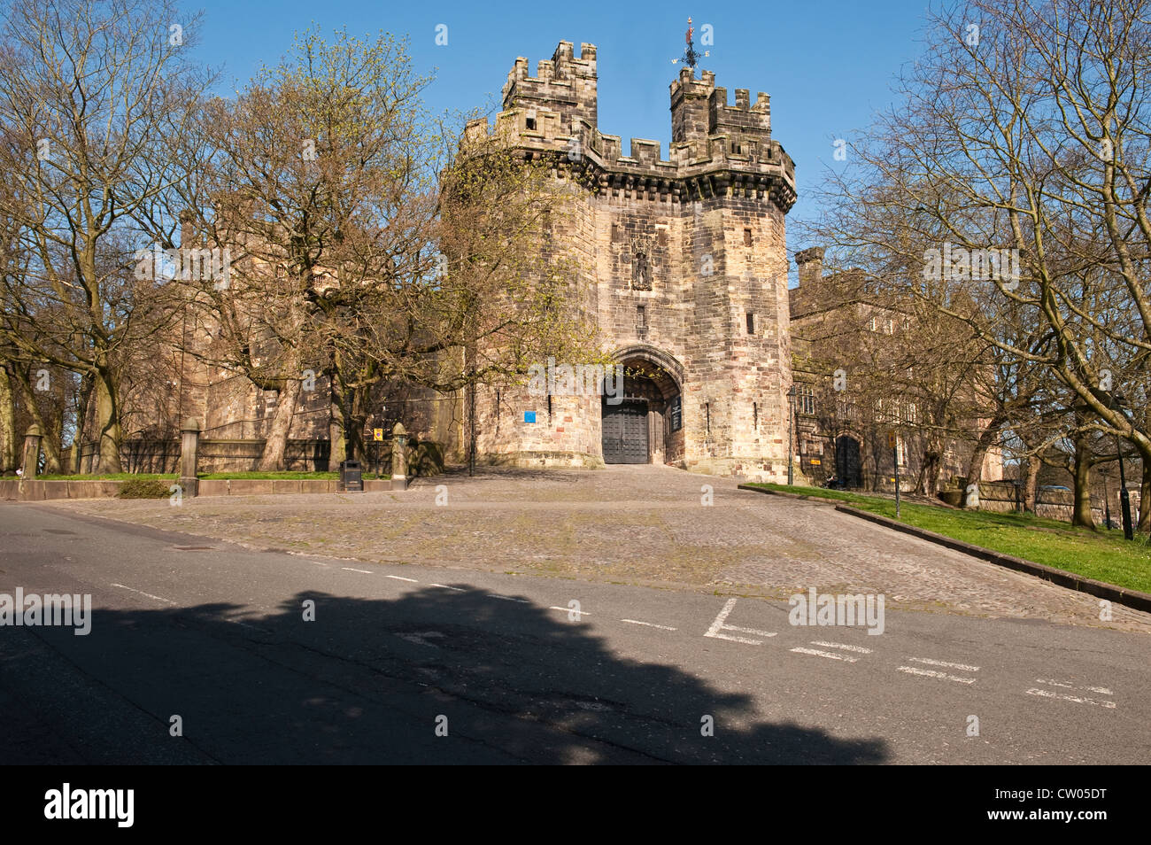 The main entrance to Lancaster Castle, Lancashire, UK, is through the ...