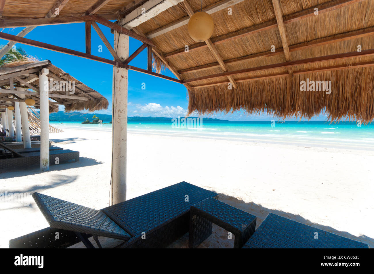 shelter made of natural materials on a tropical beach Stock Photo - Alamy