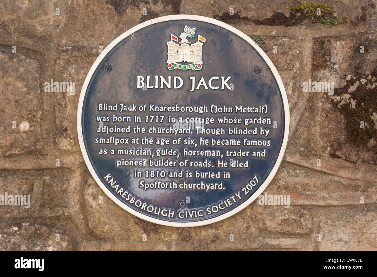 Plaque in Knaresborough remembering John Metcalf also known as Blind ...