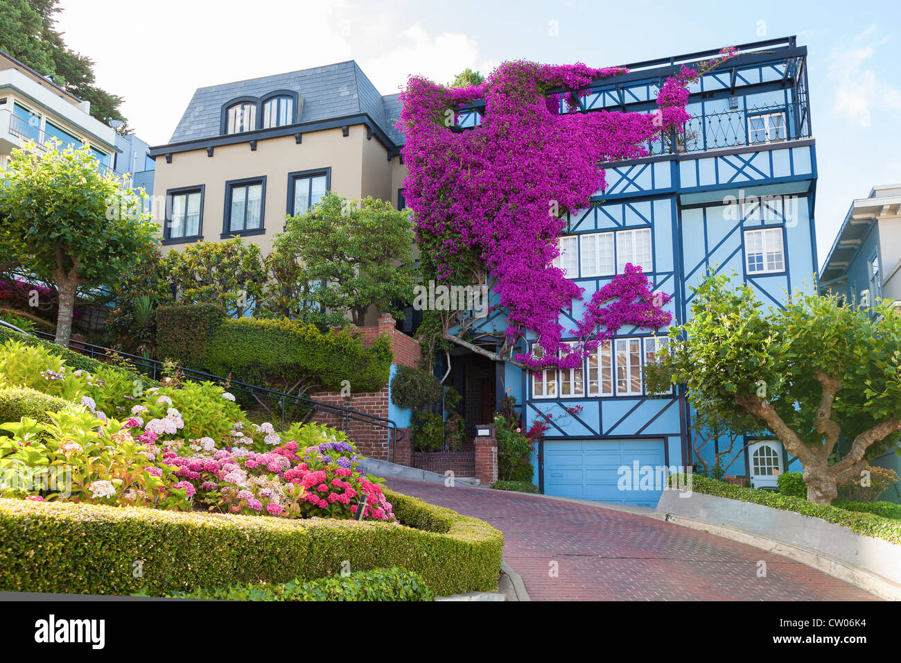 View of Lombard Street, the crookedest street in the world, San ...