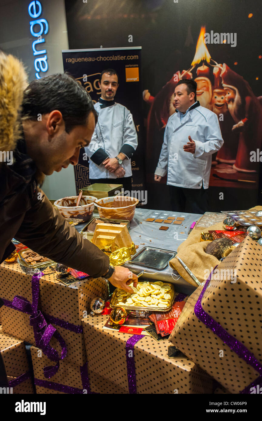 Paris, France, French Chocolate Chefs Posing in Ragueneau Orange SHop ...