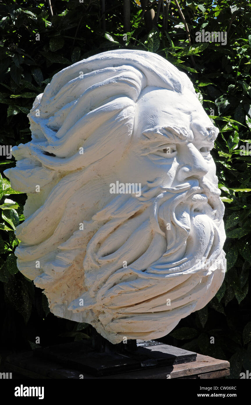 Sculpted head of Neptune by Roger Parkes Stock Photo - Alamy