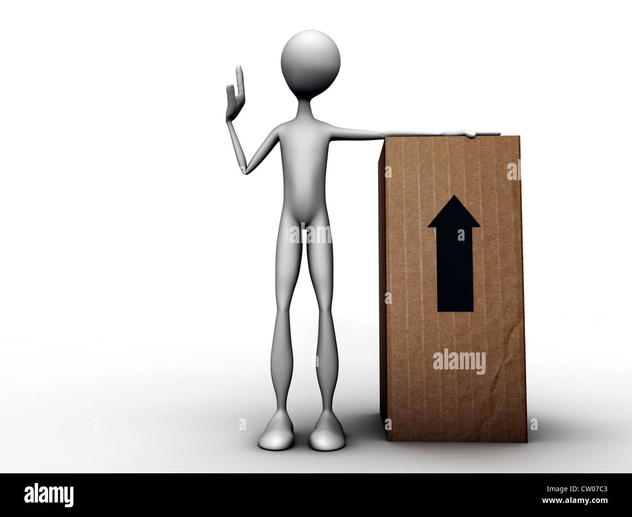 3d man with cardboard box isolated on white background Stock Photo - Alamy