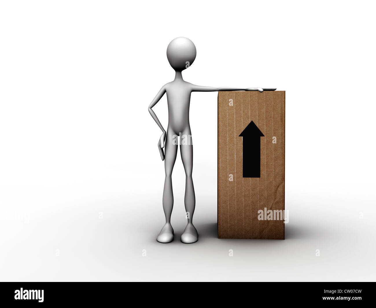 3d man with cardboard box isolated on white background Stock Photo - Alamy