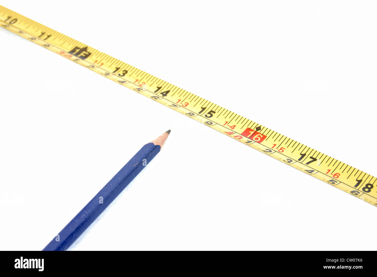 Pencil and measuring tape isolated on a white background Stock Photo ...