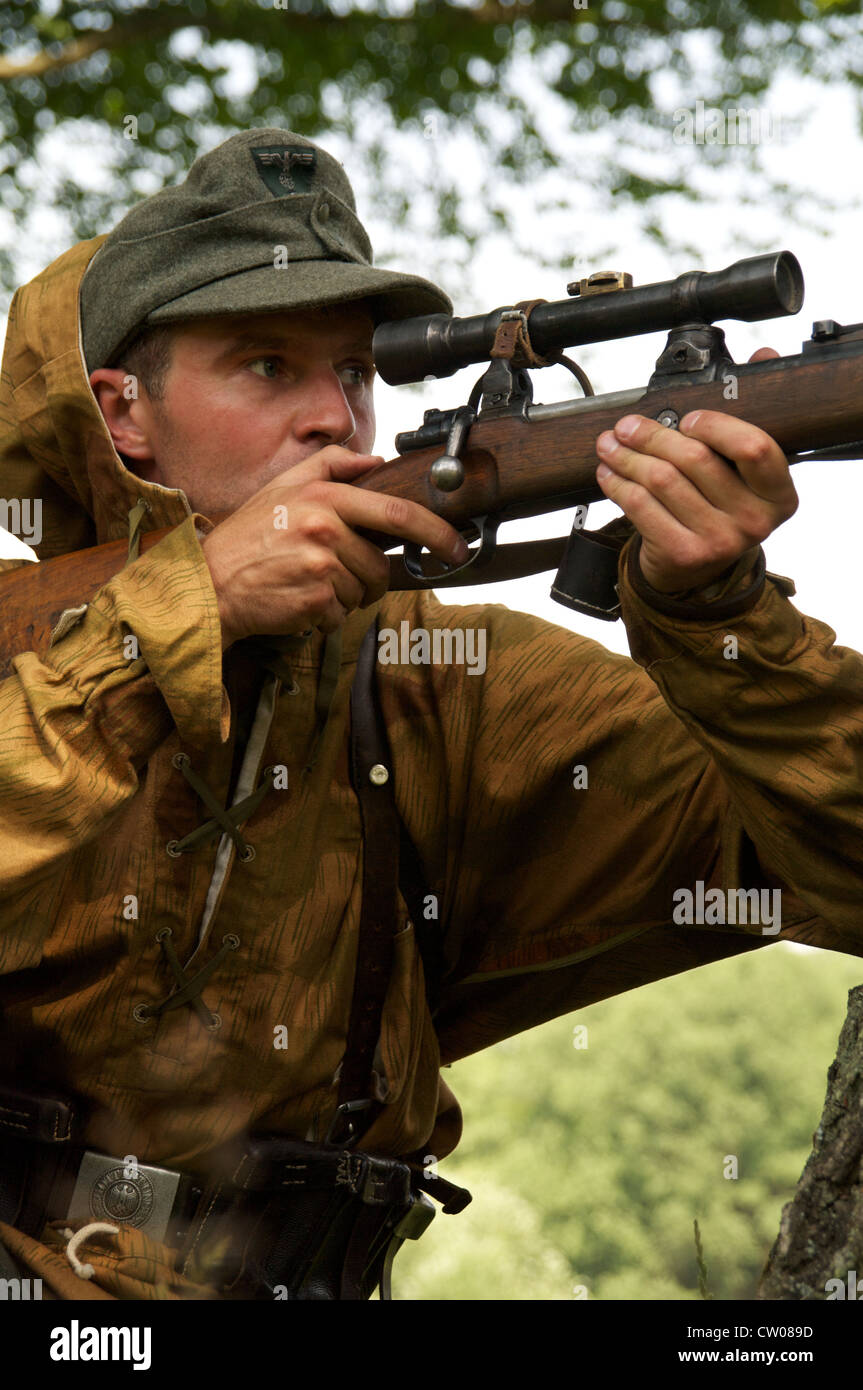 man in form of nazi sniper aims Stock Photo - Alamy