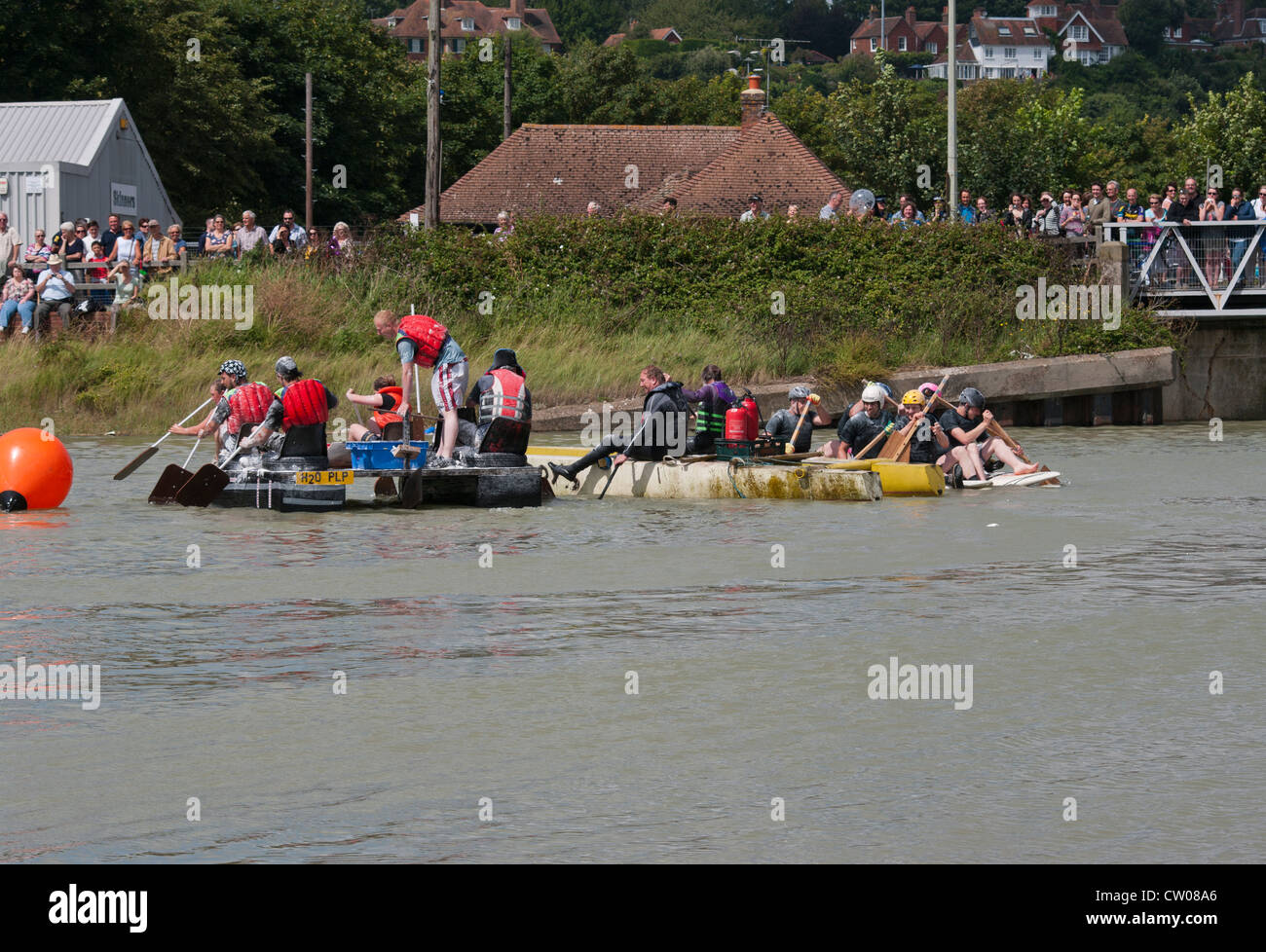 The Annual Raft Race On The River Rother At Rye East Sussex UK Stock ...
