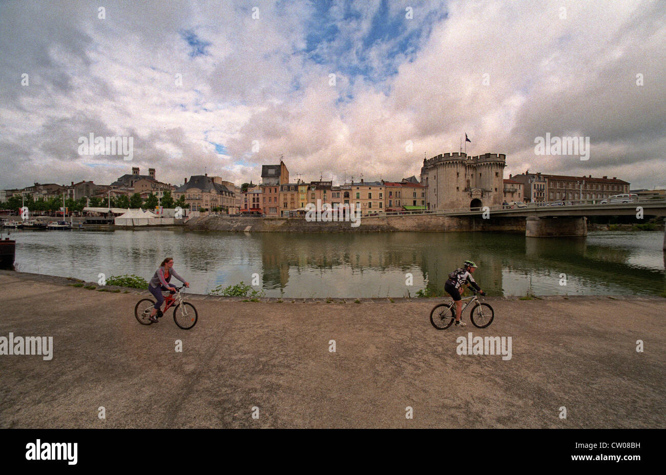 Verdun, Meuse, France. July 2012. Verdun town with the river Meuse and ...