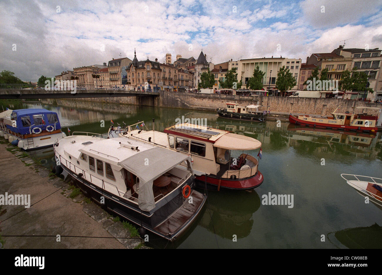 Verdun, Meuse, France. July 2012. Verdun town with the river Meuse and ...