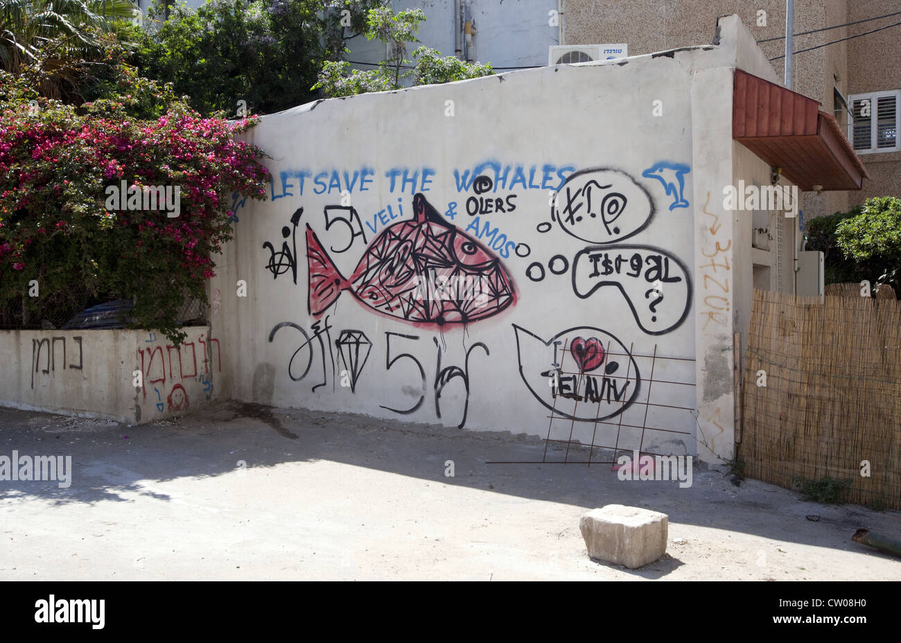 Save the whales graffiti mural in Tel Aviv, Israel Stock Photo - Alamy