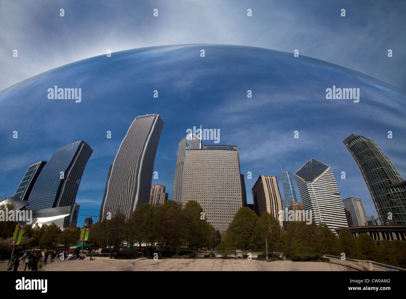 chicago skyscrapers reflection in the bean Stock Photo - Alamy