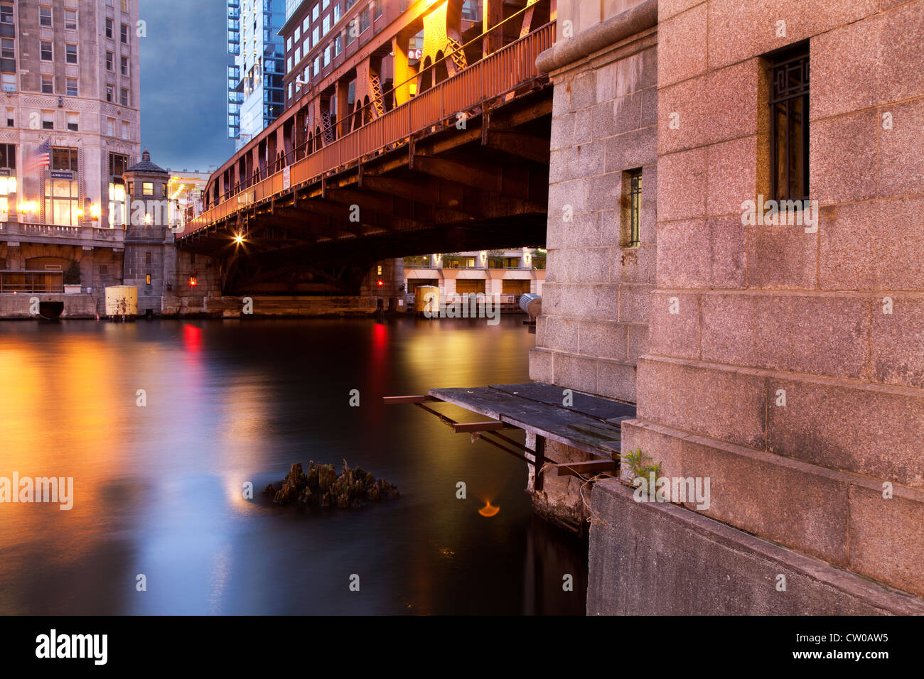 bridge by chicago river Stock Photo - Alamy