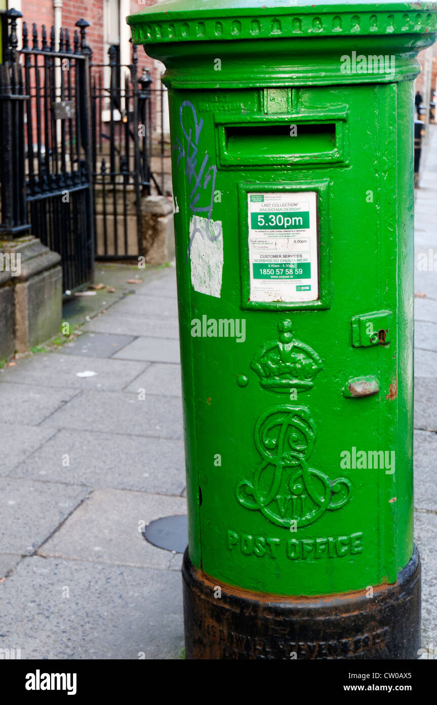 Green Postbox inDublin the capital city of Ireland Stock Photo - Alamy
