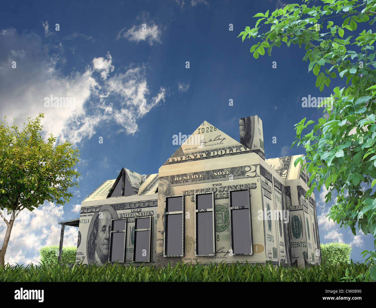 american house made by dollar bills Stock Photo - Alamy