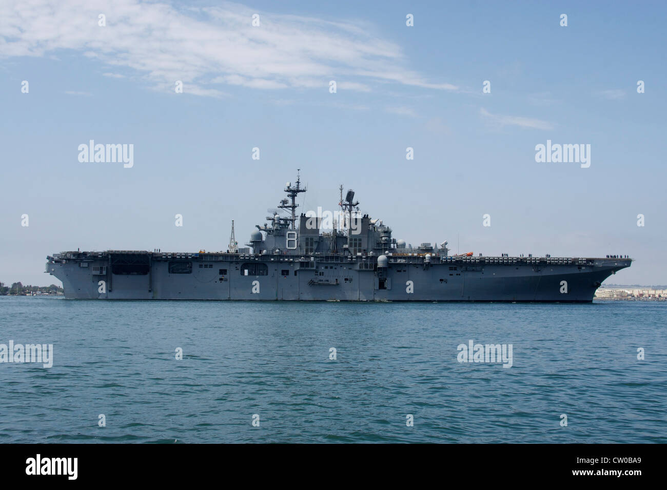The amphibious assault ship USS Makin Island (LHD 8) transits San Diego ...