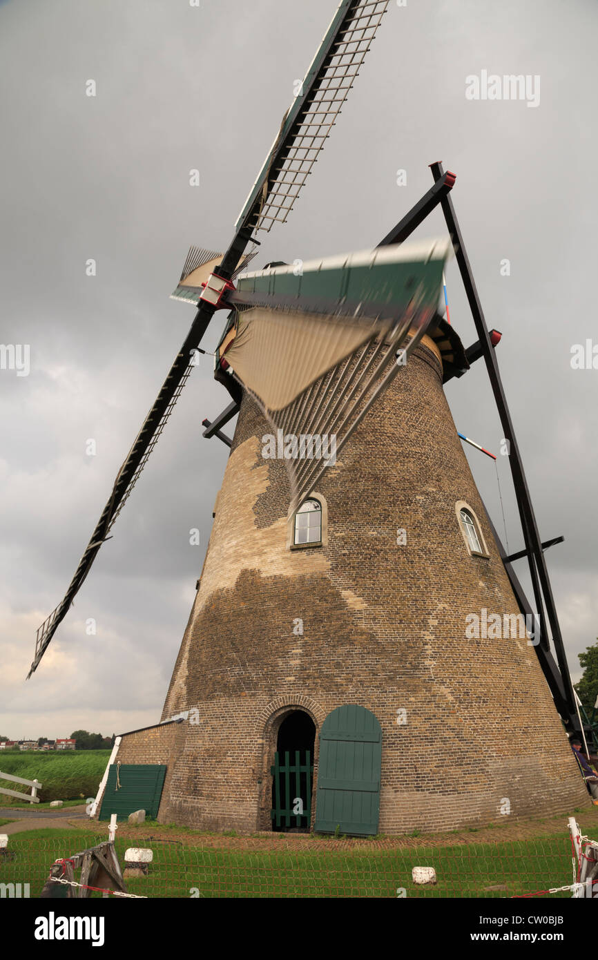 Kinderdijk windmill. One of the 19 water mills built between 1738 and ...
