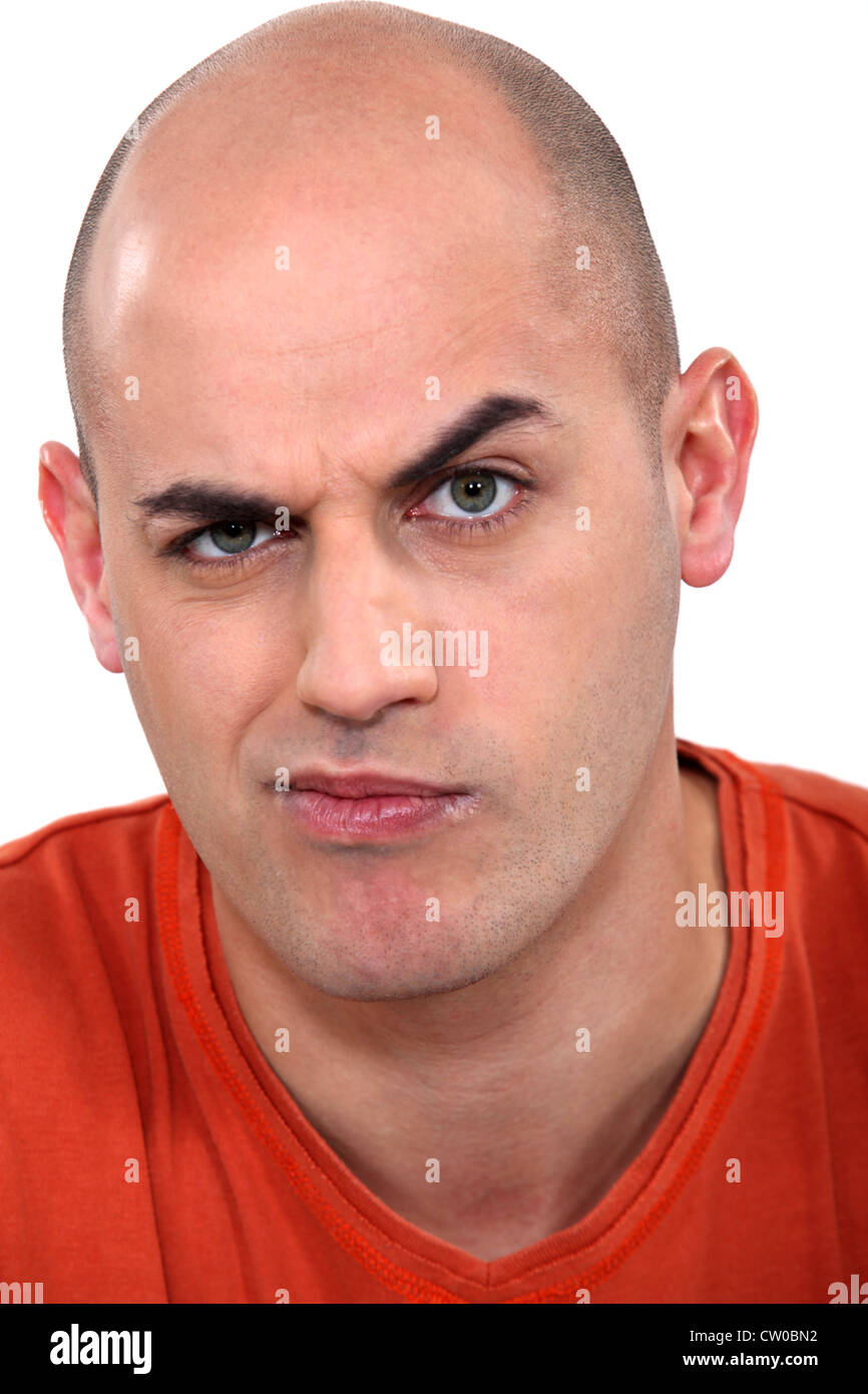 Portrait of a bald man expressive Stock Photo - Alamy