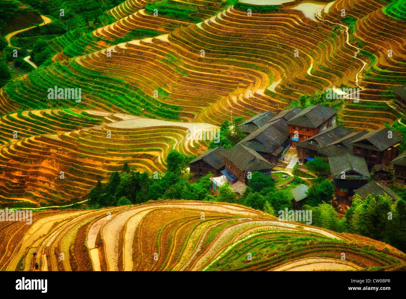 china's longji rice terraces viewpoint 2 Stock Photo - Alamy