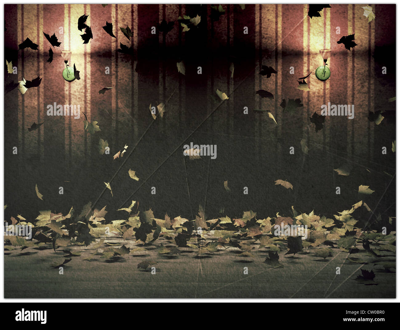 autumn leaves falling on a theater stage Stock Photo - Alamy