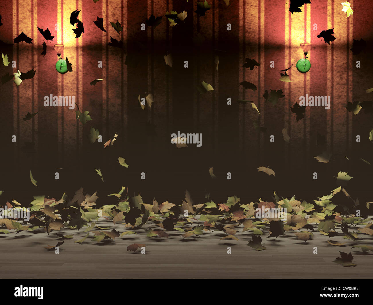 autumn leaves falling on a theater stage Stock Photo - Alamy