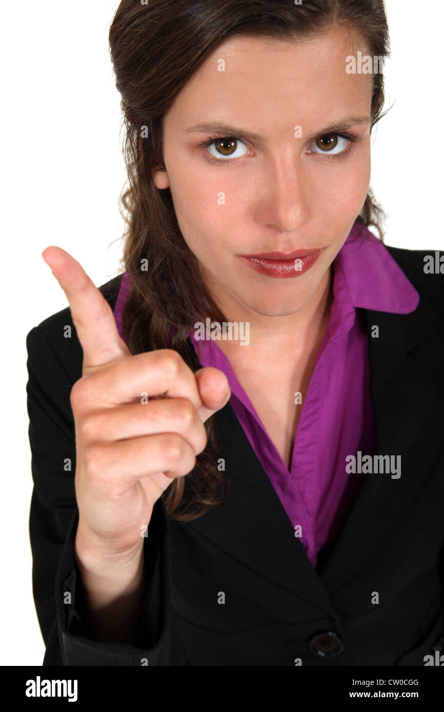 A woman gesturing a no sign Stock Photo - Alamy