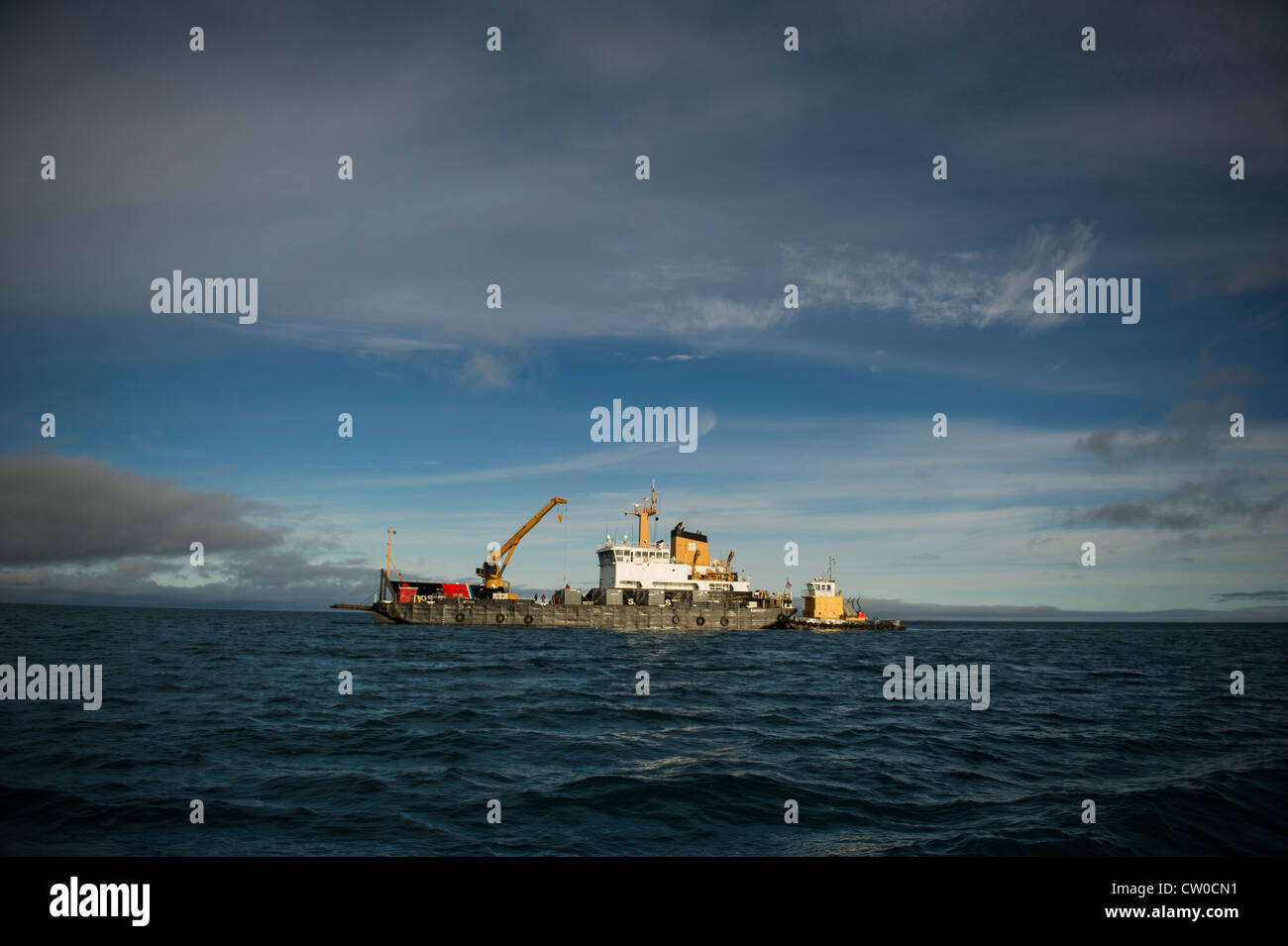 Seagoing buoy tender USCGC Sycamore (WLB 209) anchors off the coast of ...