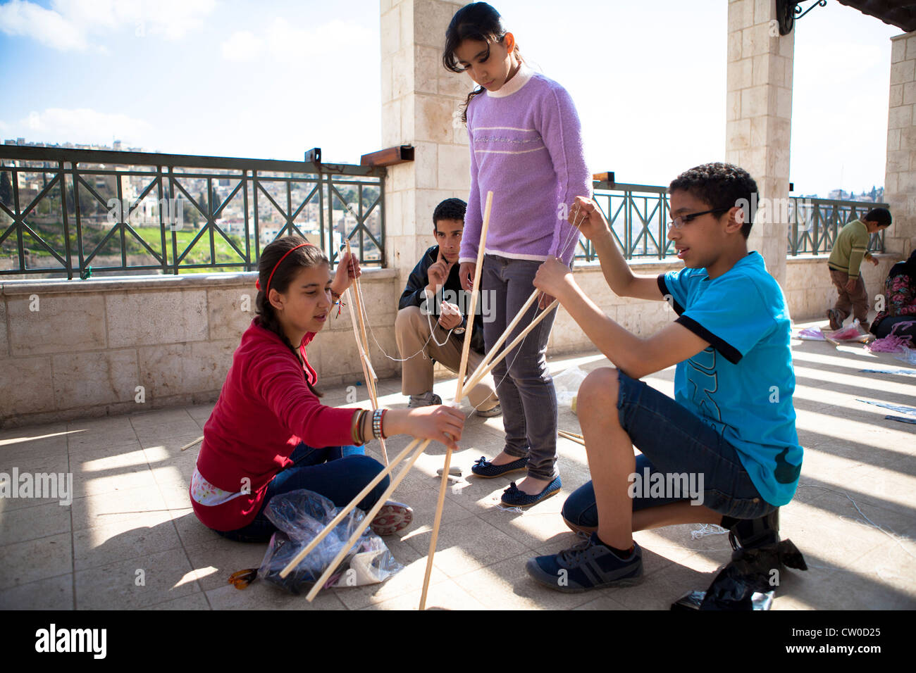 Children kite flying Amman Jordan Middle East Stock Photo - Alamy