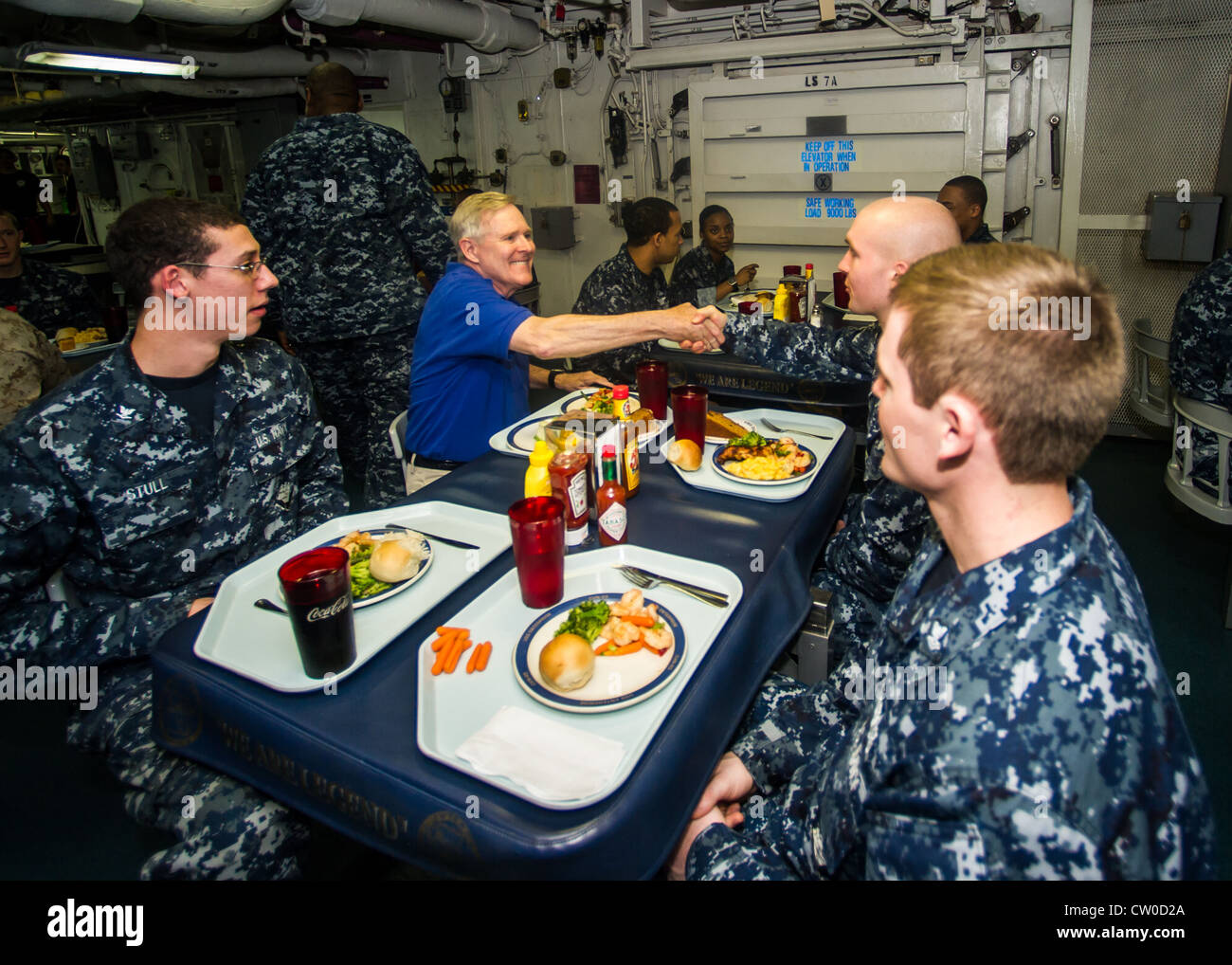 Secretary of the Navy (SECNAV) the Honorable Ray Mabus eats dinner with ...