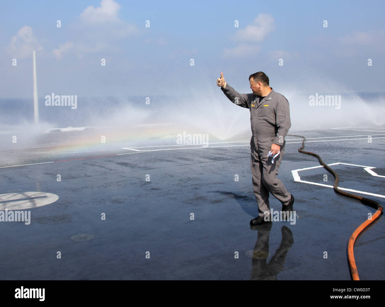 A board of inspection and survey member inspects the countermeasure ...
