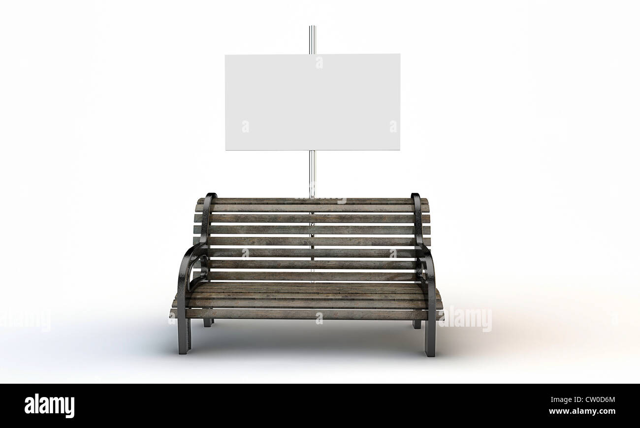 bench with blank billboard isolated on white background Stock Photo - Alamy